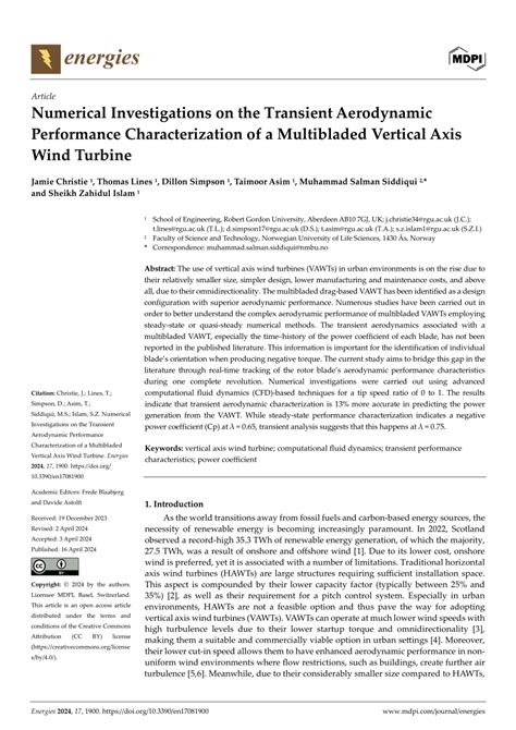 Pdf Numerical Investigations On The Transient Aerodynamic Performance
