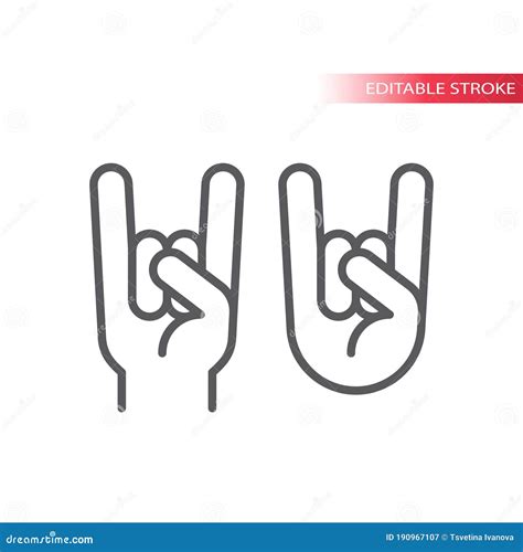 Rock Hand Sign Logo Metal Hand Finger Gesture Vector With Bolt