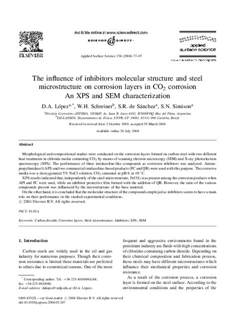 Pdf The Influence Of Inhibitors Molecular Structure And Steel