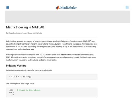 Matrix Indexing In MATLAB MATLAB Simulink Pdf