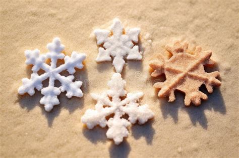 Crystal Snowflake On Sand Melting Stock Illustration Illustration Of
