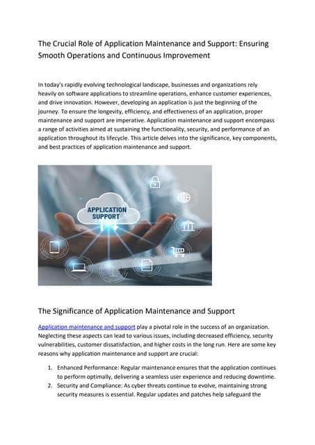 A Closer Look At Application Support And Maintenance Pdf