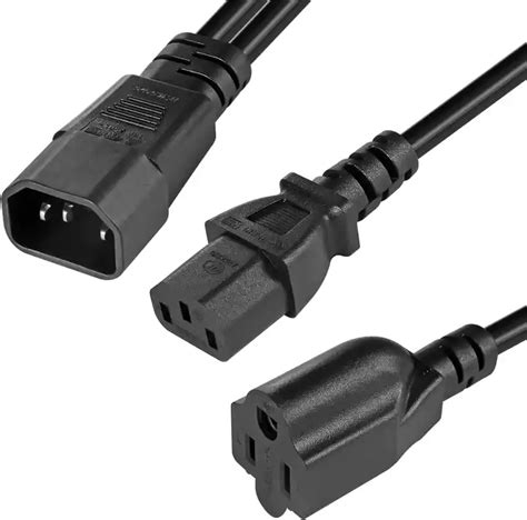 Iec 320 C14 To Dual C13 Power Extension Cable Y Splitter