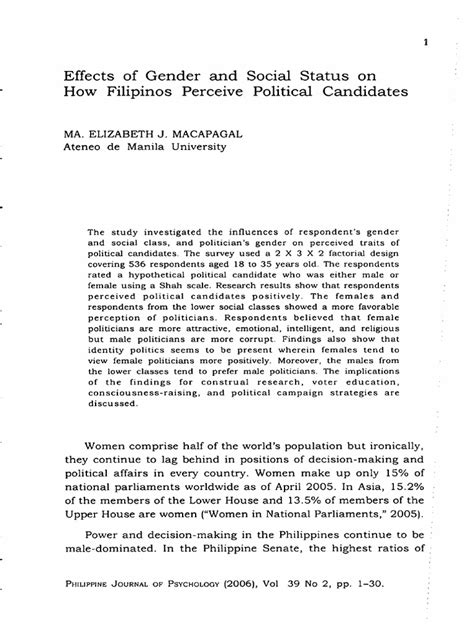 03 Effects Of Gender And Social Status On How Filipinos Perceive Political Candidates Pdf