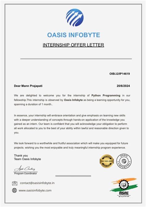 Mann Prajapati On Linkedin Internship Python Oasisinfobyte
