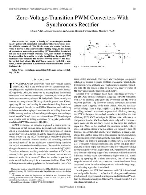 Pdf Zero Voltage Transition Pwm Converters With Synchronous Rectifier