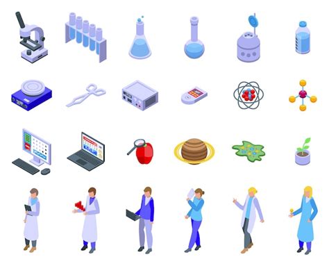 Premium Vector Researcher Icons Set Isometric Vector Data Solution