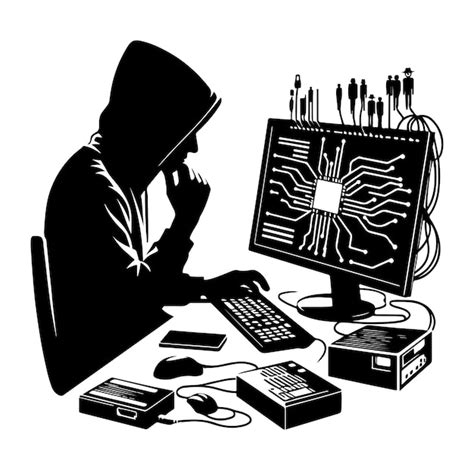 Computer Hacker Silhouette Vector Illustration Premium AI Generated Vector