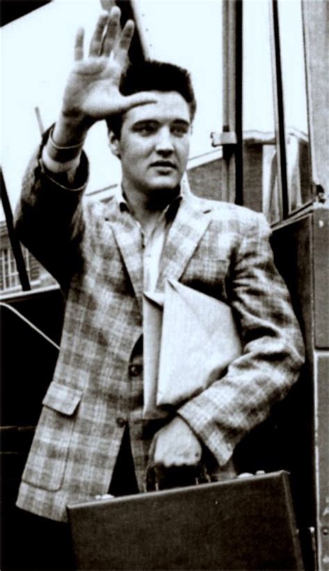 Elvis Waiving As He Boards The Bus For Fort Hood In Killeen Texas On