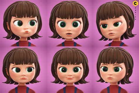 Artstation Stylized Cartoon Girl Character Rigged Resources