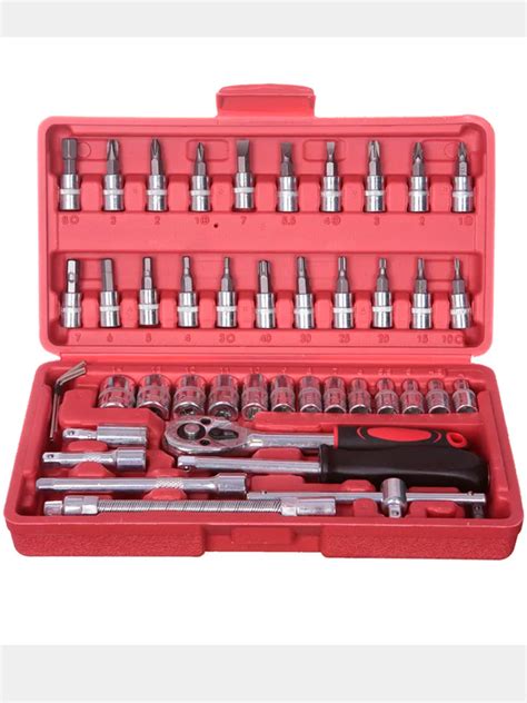 Набор инструментов для авто и быта с торцевыми головками и шестигранниками 46 предметов купить