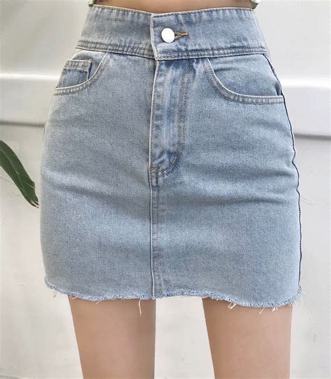 슬림핏 청 하이웨스트 스커트 청스커트 청치마 일자스커트 하이웨스트치마 연청스커트 진청스커트