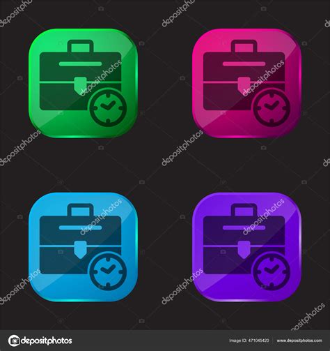 Briefcase Four Color Glass Button Icon Stock Vector By ©infolight 471045420