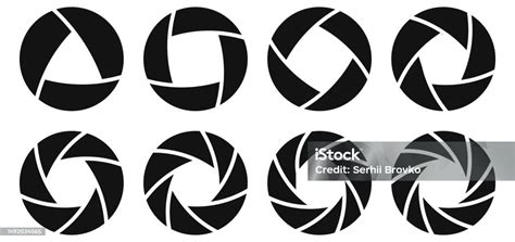 카메라 셔터 아이콘이 설정되었습니다 카메라 렌즈 다이어프램 컬렉션 벡터 그림입니다 가정용 캠코더에 대한 스톡 벡터 아트 및 기타 이미지 가정용 캠코더 카메라 영화