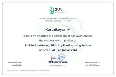Karthikeyan M On Linkedin Guvi Python Facerecognition