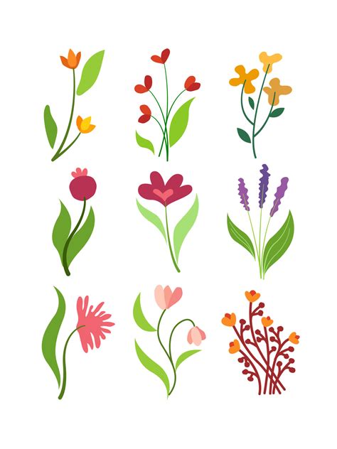 Aesthetic Flower Set Design 8988967 Vector Art At Vecteezy
