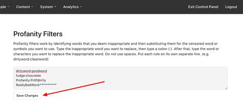 Profanity Filters Communifire Documentation