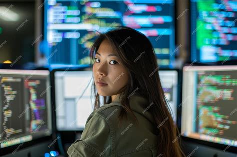 Premium Photo An Asian Woman Developer Is Focused On Her Work Sitting