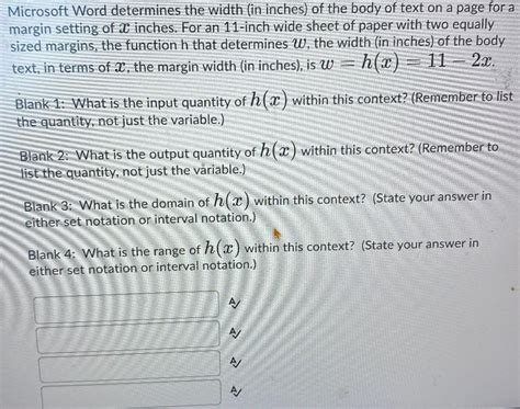 Solved Microsoft Word Determines The Width In Inches Of Chegg Com