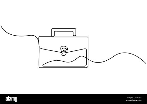 Briefcase As One Line Continuous Outline Vector Illustration Line Art Business Briefcase