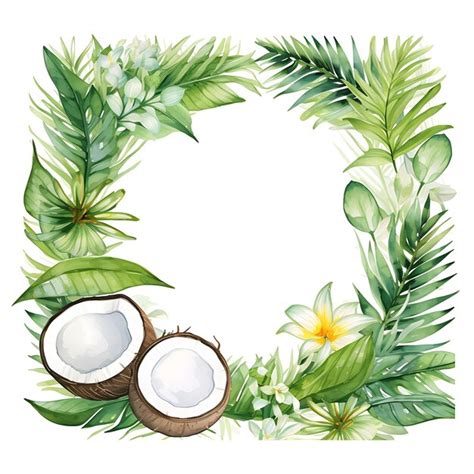 Premium Photo Watercolor Of Tropical Leaf Pattern Frame With Es