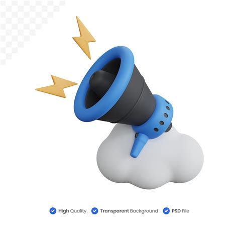 Megafone De Renderização 3d Acima Das Nuvens Isoladas Psd Premium