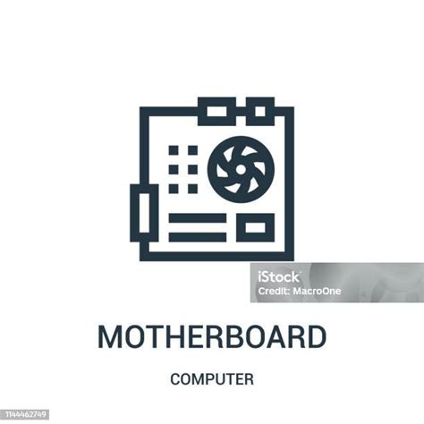 從電腦集合的主機板圖示向量細線主機板輪廓圖示向量插圖向量圖形及更多中央處理器圖片 中央處理器 人工造的 圖示 Istock