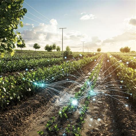 A Visual Of A Smart Irrigation System With Sensors And Automated