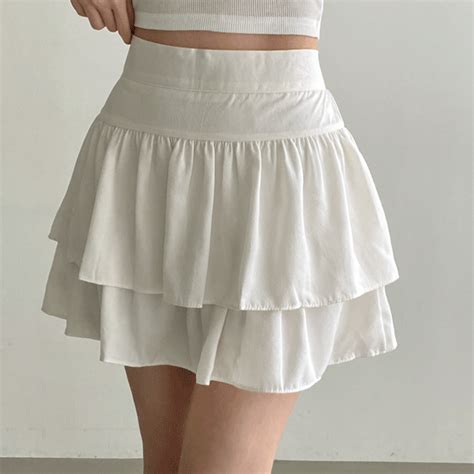 루아발레캉캉sk2c 반바지안감 발레코어룩 2단캉캉치마 캉캉스커트 미니스커트 플레어 주름 셔링 뒷밴딩 밴드 로우웨이스트 에이블리