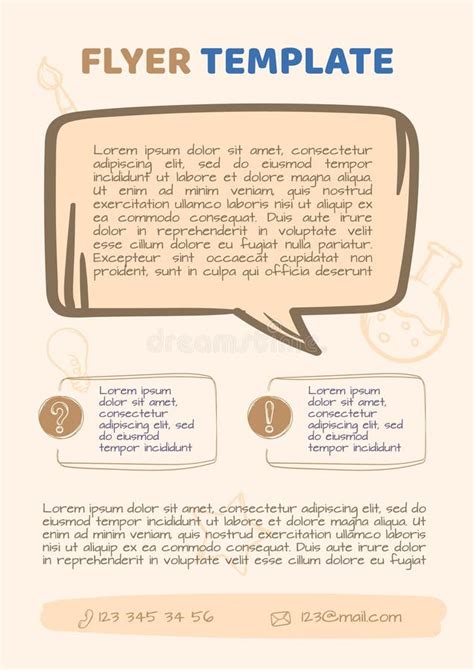 Editable Flyer Template With Dialog Box For Text And Linear Hand Drawn Icons Vector Layout For