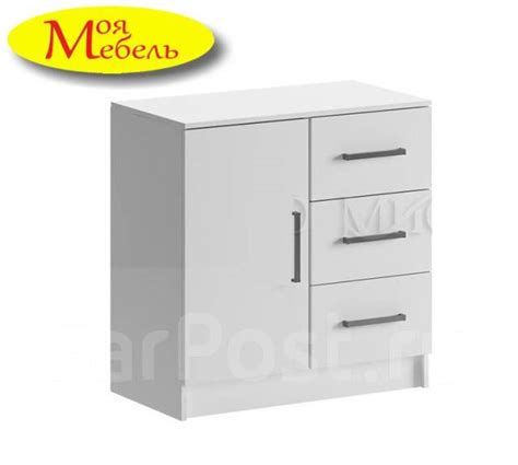 Комод Бася с 3 мя ящ и дверкой белый лдсп количество ящиков 3 80 0 см 81 0 см 43 0 см