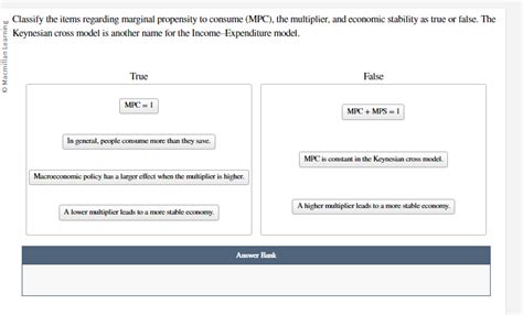 Solved Classify The Items Regarding Marginal Propensity To Chegg