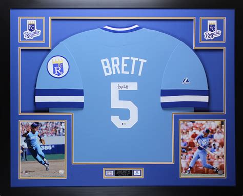 George Brett Signed 35x43 Custom Framed Jersey Beckett Coa Pristine