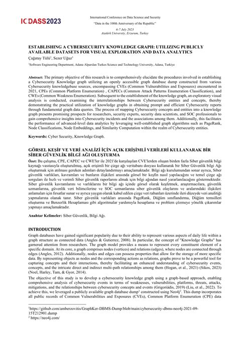 PDF Establishing A Cybersecurity Knowledge Graph Utilizing Publicly Available Datasets For
