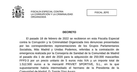 Decreto en el que Anticorrupción abre la investigación por el contrato