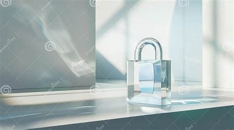 Crystal Padlock Symbolizing Cybersecurity Concept Stock Illustration