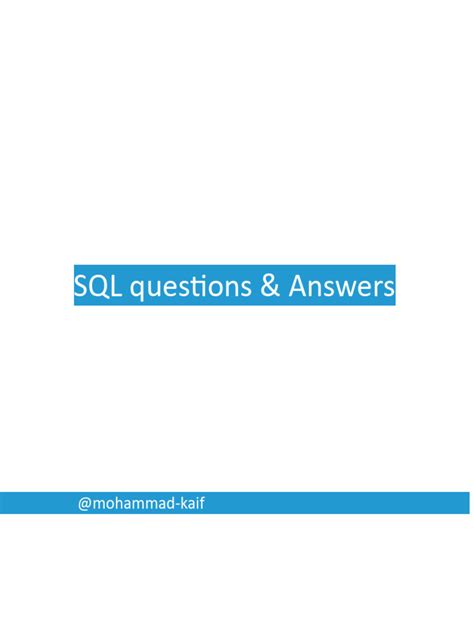Sql Interview Questions And Answers Pdf