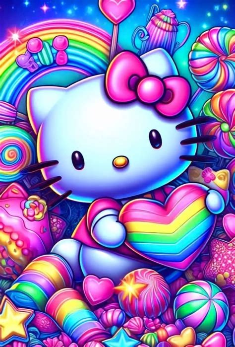 Hello Kitty Lisa Frank Colorful Hello Kitty Art Hello Kitty Candy