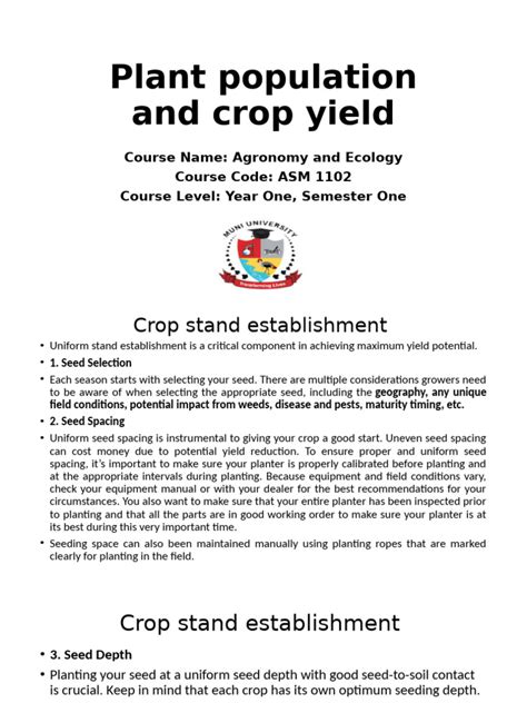 Plant Population And Crop Yield Pdf Sowing Plough