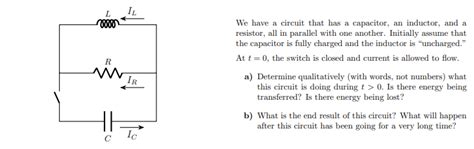 Solved We Have A Circuit That Has A Capacitor An Inductor Chegg
