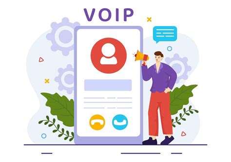 Voip Or Voice Over Internet Protocol Vector Illustration With Telephony