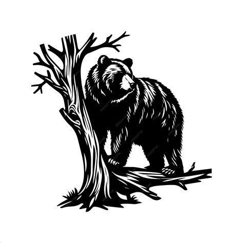 Premium Vector Grizzly Bear On The Tree Svg