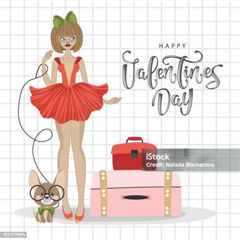 발렌타인 선물 또는 인사말 카드 낭만적인 요소와 간단한 평면 스타일 벡터 일러스트입니다 2월에 대한 스톡 벡터 아트 및 기타