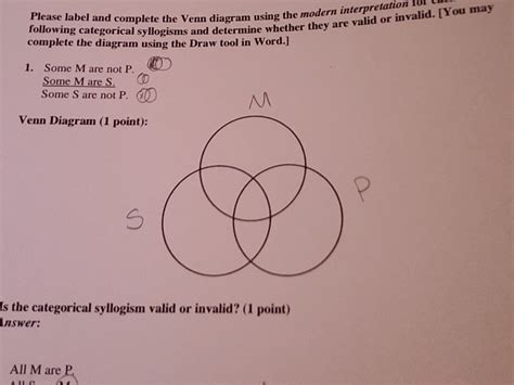 Solved Please Label And Complete The Venn Diagram Usm Chegg