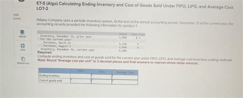 Solved E7 5 Algo ﻿calculating Ending Inventory And Cost Of