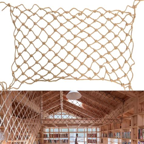 Ganggend Hemp Rope Net 4ftx8ft Heavy Duty Natural Jute Rope Net Climbing Safety Rope Netting