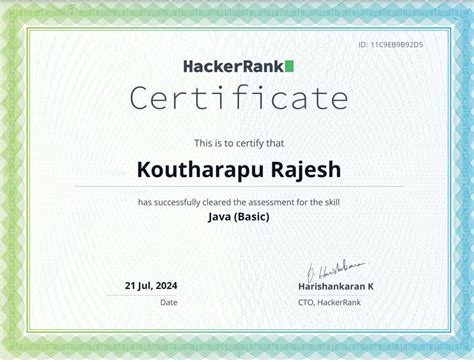 koutharapu rajesh on linkedin java hackerrank certification