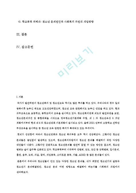 청소년복지론인문사회레포트