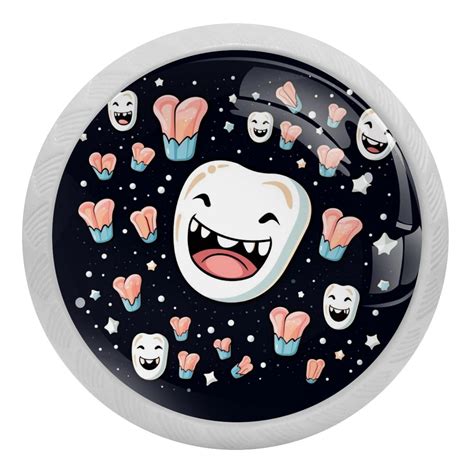 Tooth Fluorescent Drawer Pulls With Screws Round 4 Pack Glow In The
