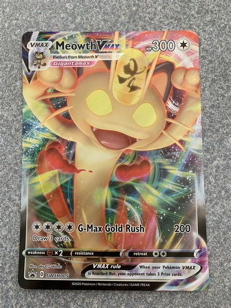 Mavin Meowth Vmax Swsh Oversized Promo Pokemon Jumbo Card Nm